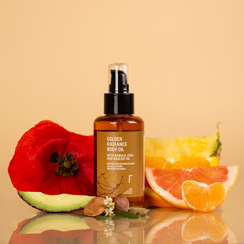 Natural Body Oil | Golden Radiance | Freshly Cosmetics